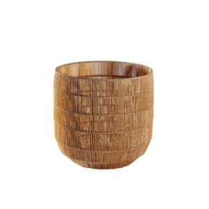 garbage cans, round pp plastic rattantrash can handwoven waste paper bin rattan rubbish bin for bedroom kitchen bathroom office garbage can waste baskets (color : brown, size : medium)