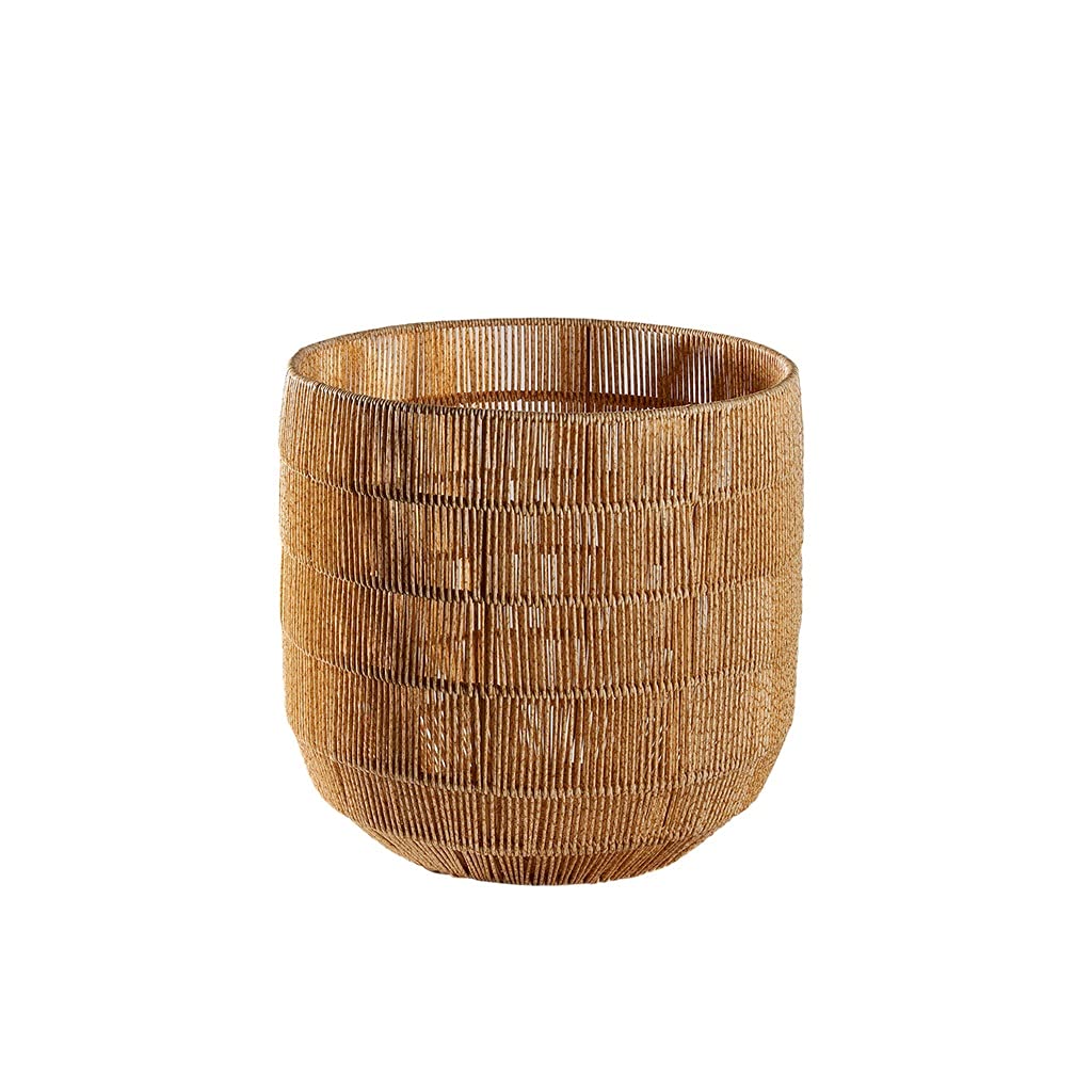 Garbage Cans, Round PP Plastic RattanTrash Can Handwoven Waste Paper Bin Rattan Rubbish Bin for Bedroom Kitchen Bathroom Office Garbage Can Waste Baskets (Color : Brown, Size : Medium)