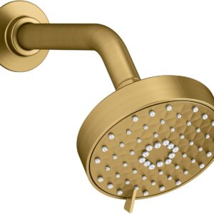 KOHLER 72419-G-2MB Awaken G110 Three-Function Showerhead, Wall-Mount, 3 Spray Settings, 1.75 GPM, Vibrant Brushed Moderne Brass