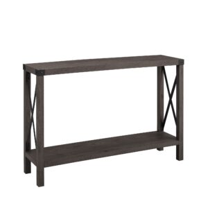 walker edison sedalia modern farmhouse metal-x entry table, 1 pack, sable grey