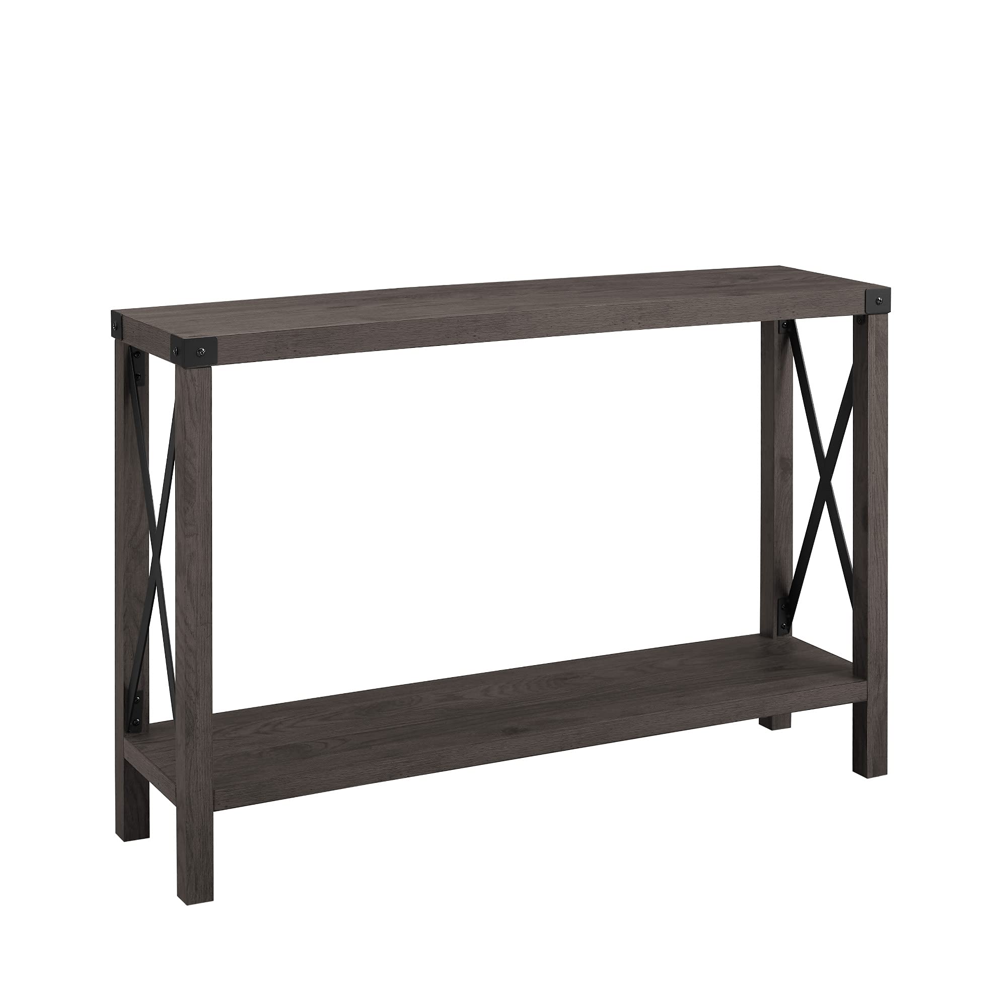 Walker Edison Sedalia Modern Farmhouse Metal-X Entry Table, 1 Pack, Sable Grey