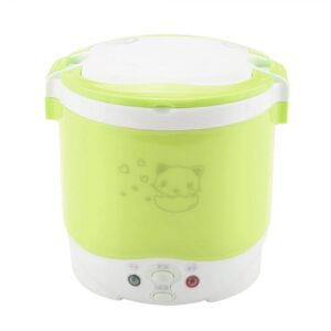 Omabeta Portable Rice Cooker for Travel Mini 12V 100W 1L Electric Portable Multifunctional Rice Cooker Food Steamer for Cars Can be Used As Electric Lunch Box(green)