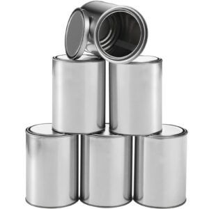 wuweot 6 pack metal quart paint cans with lids, empty unlined paint buckets, multipurpose storage paint pails containers for arts and crafts, diy projects, painting, garage organization