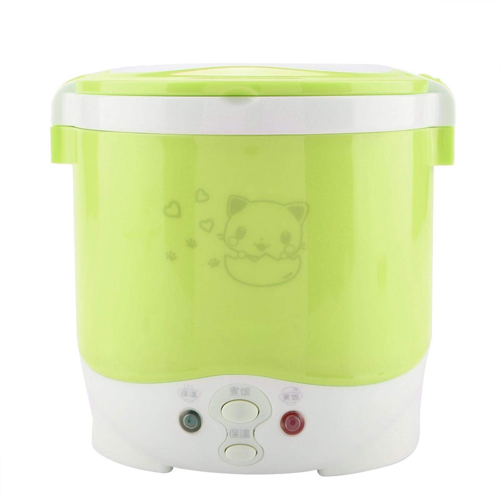 Omabeta Portable Rice Cooker for Travel Mini 12V 100W 1L Electric Portable Multifunctional Rice Cooker Food Steamer for Cars Can be Used As Electric Lunch Box(green)