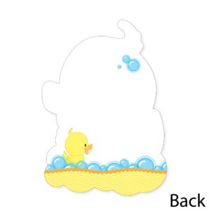 Big Dot of Happiness Ducky Duck - Shaped Thank You Cards - Baby Shower or Birthday Party Thank You Note Cards with Envelopes - Set of 12