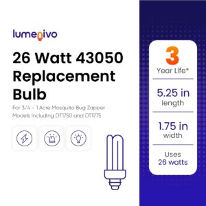 lumenivo 26 Watt Bug Zapper Bulb Replacement for DynaTrap 43050 26W Bug Zapper Light Bulbs Outdoor for Mosquito Control - for Models DT1750 and DT1775 - ¾ Acre and 1 Acre Coverage - 2 Pack