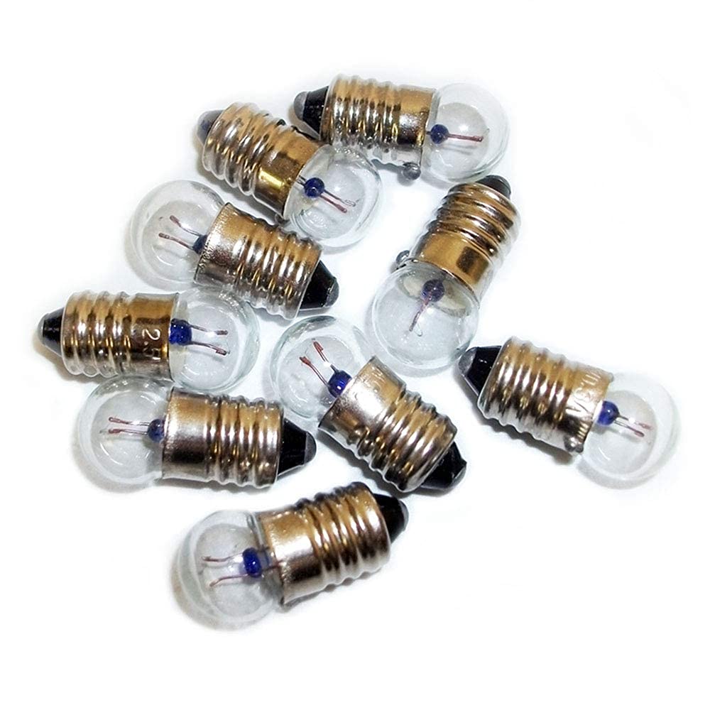 MEETOOT 10pcs E10 Mini Light Bulbs 2.5V 0.3A Physical Electrical Experiment Screw Base Indicator Light Incandescent Bulb Old-Fashioned Flashlight Lamp