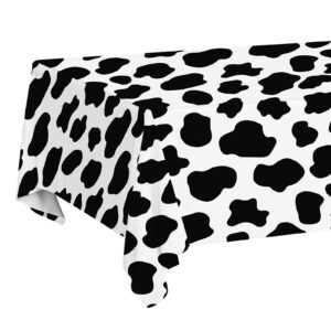 phogary cow print party tablecloth (3pcs), farm animal theme barnyard party supplies for picnics disposable plastic rectangular table cover baby shower kids boys girls birthday