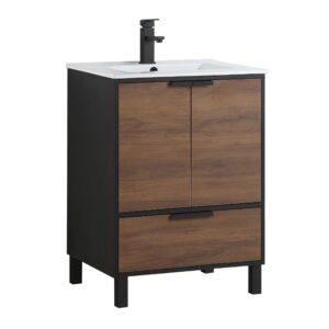 fine fixtures hamilton bathroom vanity and sink, 24 inch walnut - ada compliant