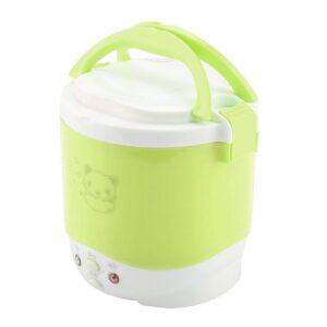 Omabeta Portable Rice Cooker for Travel Mini 12V 100W 1L Electric Portable Multifunctional Rice Cooker Food Steamer for Cars Can be Used As Electric Lunch Box(green)