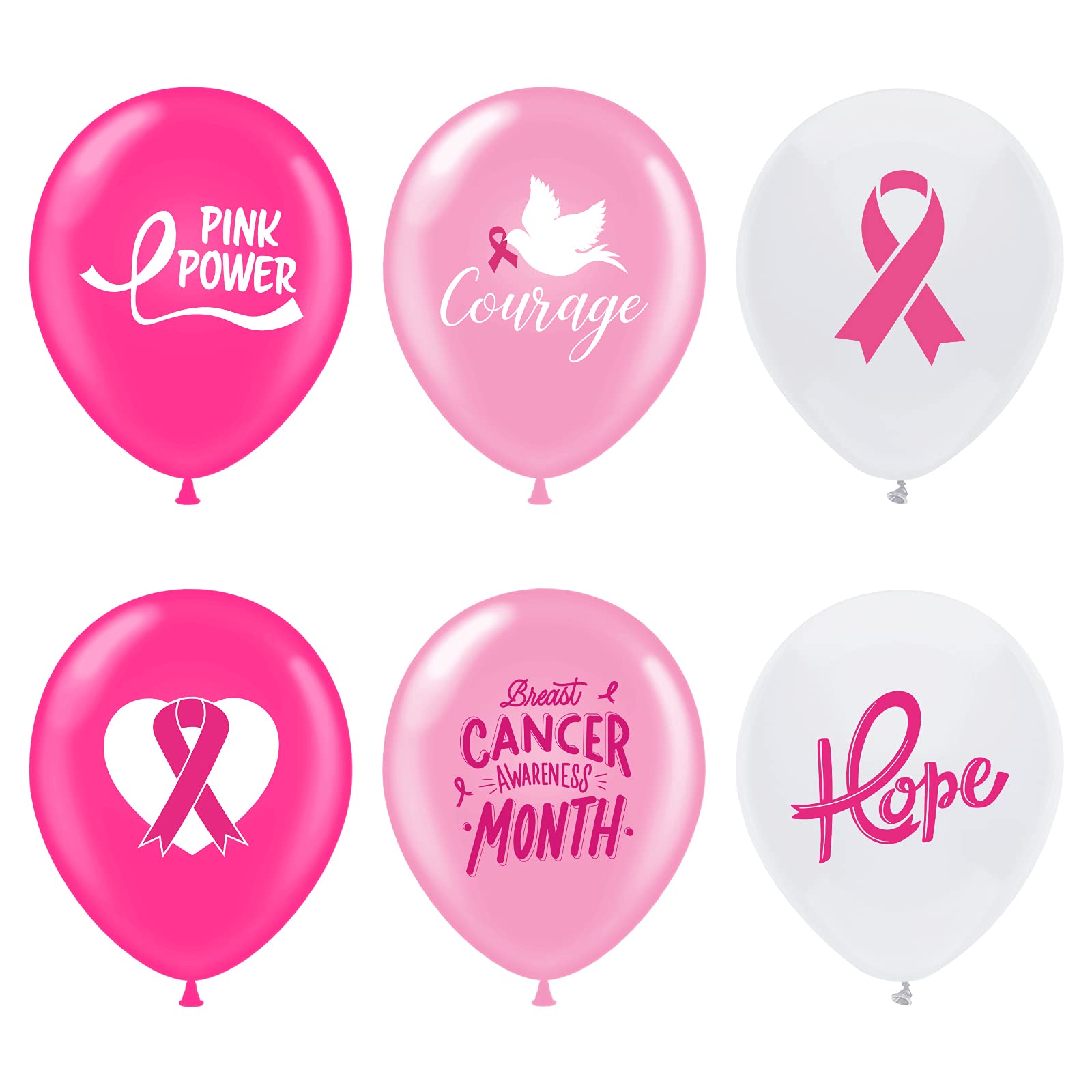 60PCS Breast Cancer Awareness Balloons – Pink Ribbon Hope Month Indoor Outdoor Party Decorations Supplies Ornaments