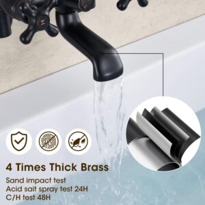 Hanallx Clawfoot Tub Faucet Wall Mount Tub Faucet with Hand Shower 3 to 10in Center Vintage Oil Rubbed Bronze Wall Mount Tub Filler Bathtub Faucet Set with Shower Diverter with Valve