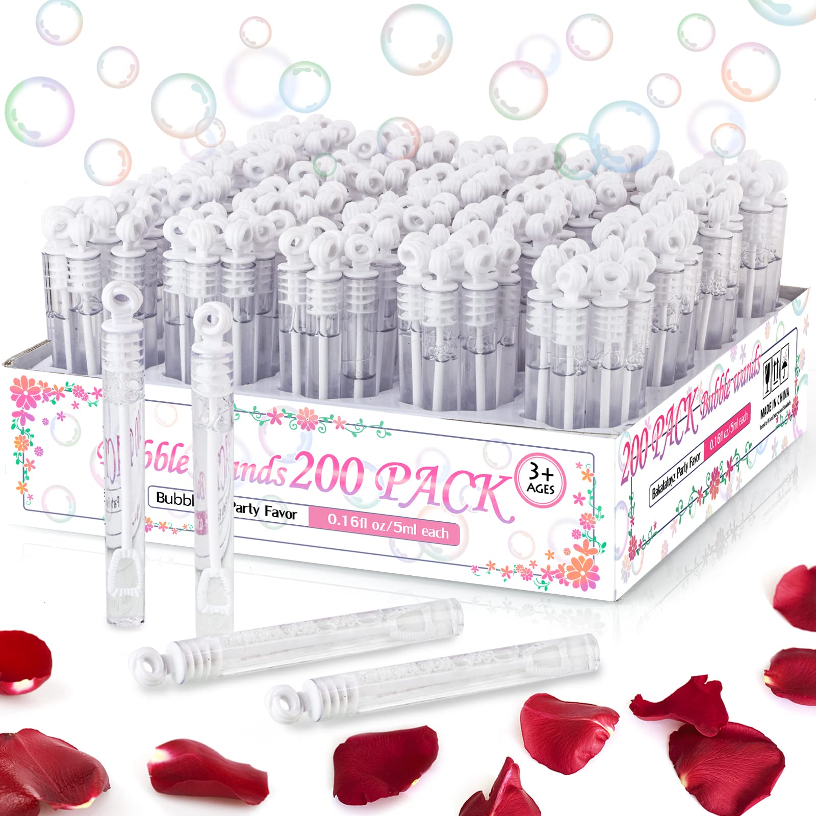 200 Pack Mini Bubble Wands, White Bubble Stick Toy Bulk for Wedding Supplies, Anniversaries, Valentine's Day Gift, Celebrations, Wedding Send Off, Party Favor for Couple, Guests, Kid, Boy and Girl