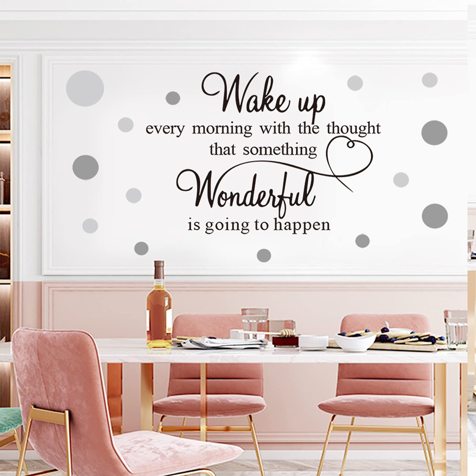 Motivational Art Quotes Wall Decals, Inspirational Sayings Words with Dots Wall Stickers, Vinyl Letters Motto Wall Décor, Removable DIY Sign Wall Mural for Bedroom, Living Room, Home Decoration