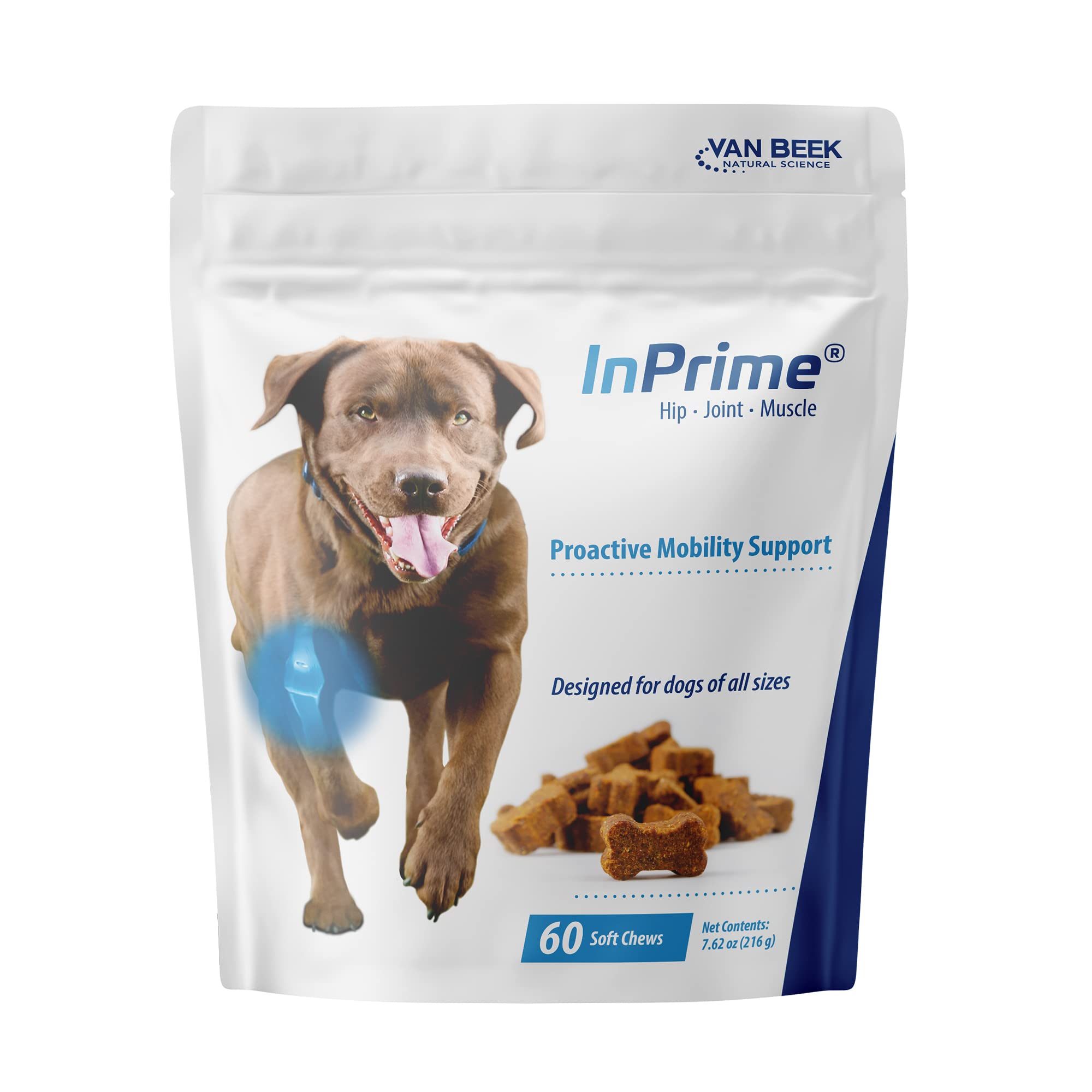 Van Beek Natural Science InPrime Canine - Natural Joint Support for Dogs - Helps Maintain Normal Joint Mobility & Function - Supports Hip and Joint for Dogs - Palatable Dog Joint Care - (60 Count)