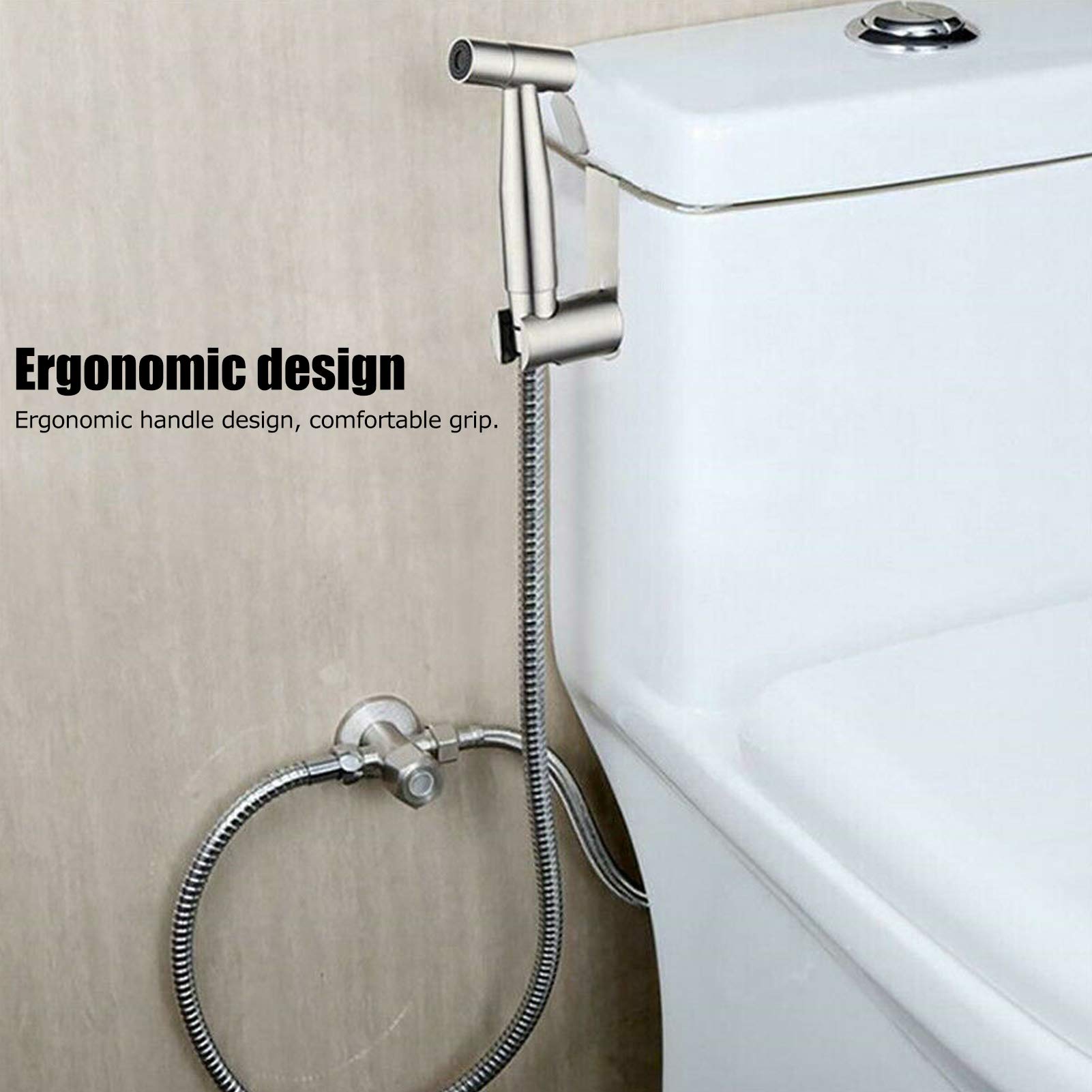 G1/2 Toilet Bidet Sprayer, Stainless Steel Handheld Bidet Spray Head, Toilet Spray Nozzle Bathroom Accessories