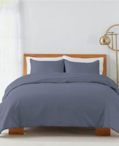 lanwood home 100% cotton sateen 450 thread count 3-piece duvet cover set twin, blue