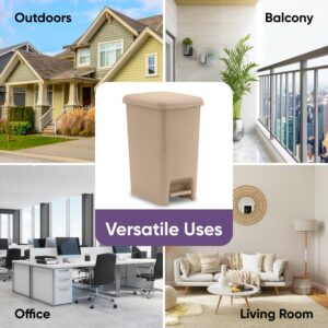 Superio Slim Step On Trash Can, Beige Waste Bin with Foot Pedal Lid 26 Liter, Kitchen, Under Desk, Office, Bedroom, Bathroom (2, 6.5 Gallon)