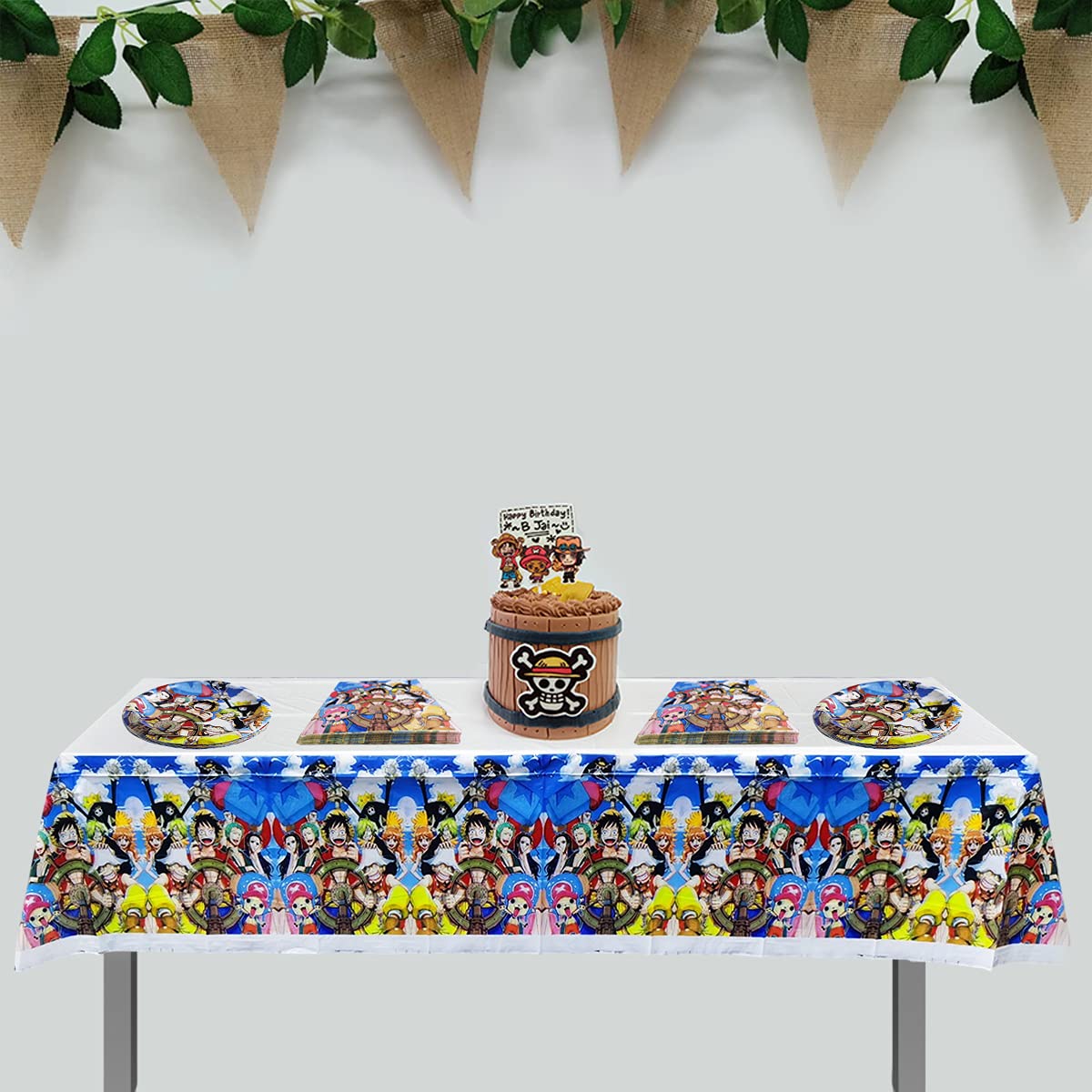 OU GUAN One Piece Party Supplies, 20 Plates, 20 Napkins and 1 Tablecloth, One Piece Themed Birthday Party Decoration