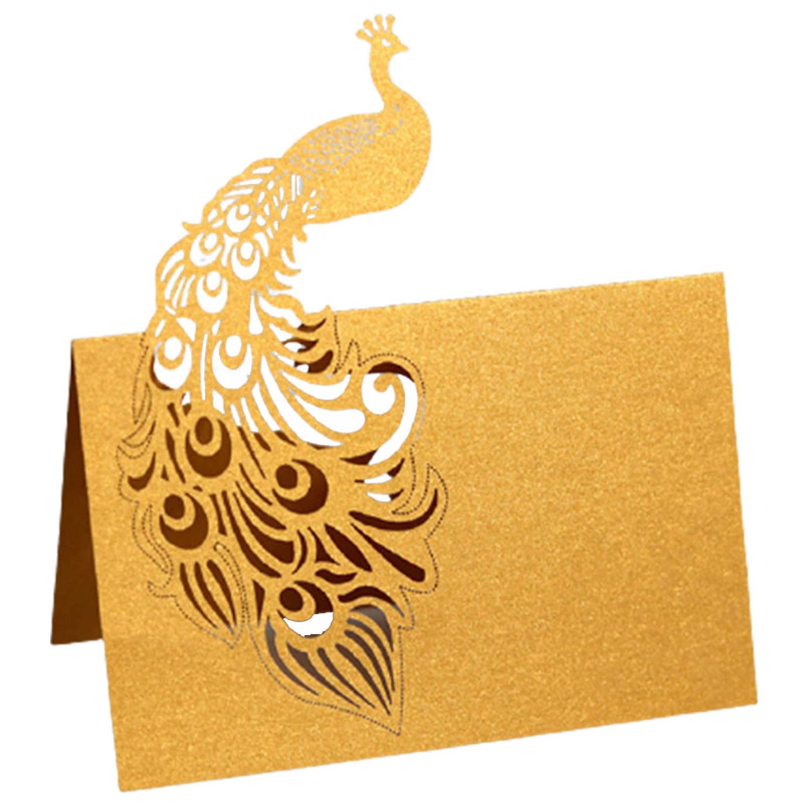 YURASIKU 50 Pcs Laser Cutting Hollow Peacock Table Name Card Wedding Birthday Party Banquet Seat Name Setting Card