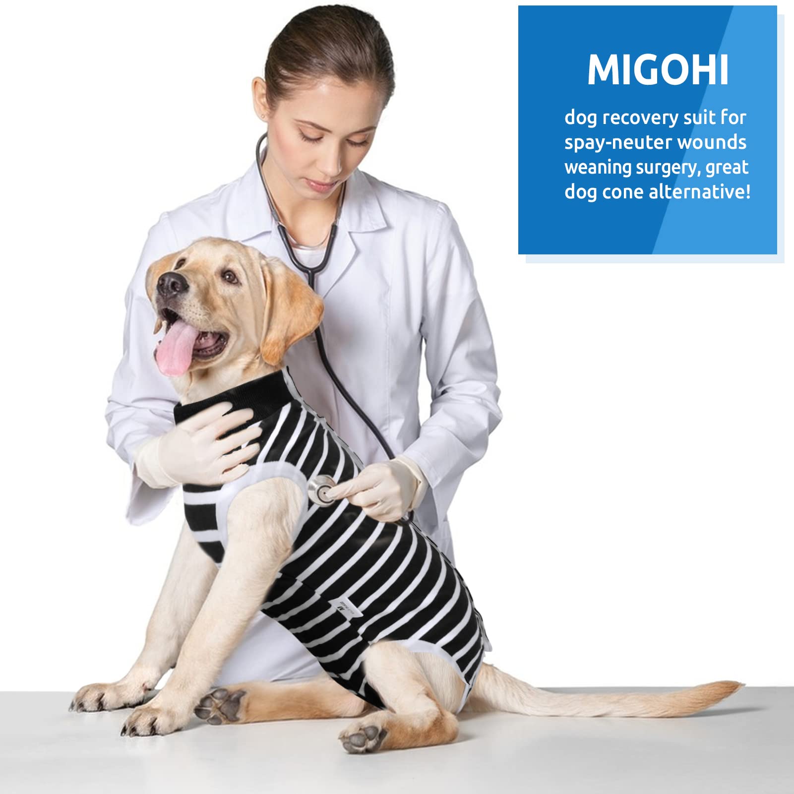 MIGOHI Dog Onesie for Surgery Female, Dog Recovery Suit Dog Cone Aternative, Surgical Suit for Dogs Male Neuter, Dog Body Suit After Surgery, Dog Post Surgery Pajamas, Suitical Recovery Shirt, L