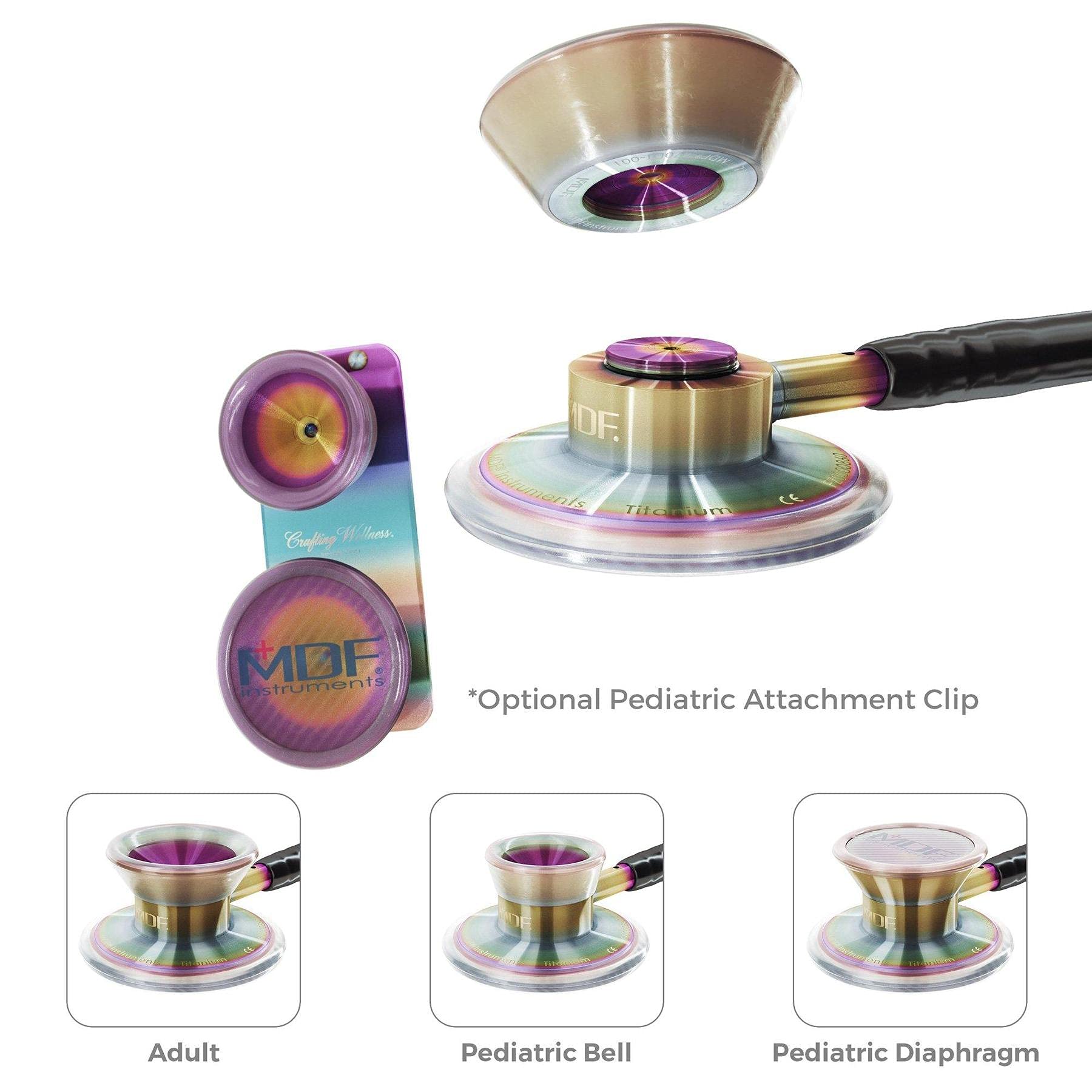 MDF Instruments Pediatric Attachment with Clip - for MD ONE Epoch Titanium Stethoscope - Kaleidoscope