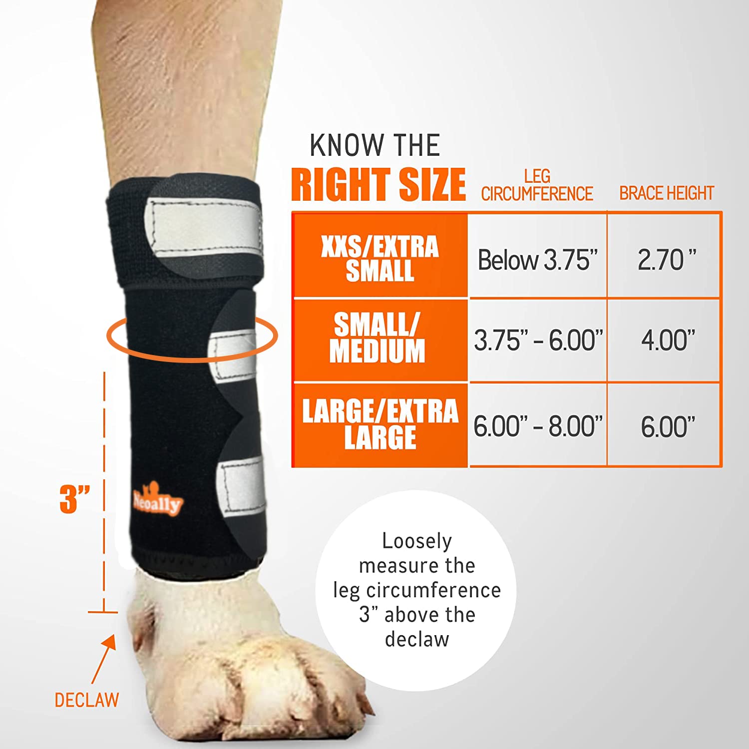 NeoAlly - 3-in-1 Dog Splint Front Leg Support, Front Leg Brace with Rigid and Spring Inserts, Dog Leg Sleeve for Pet Mobility, Stability, & Protection, With Reflective Straps, L-XL, 1 Pair