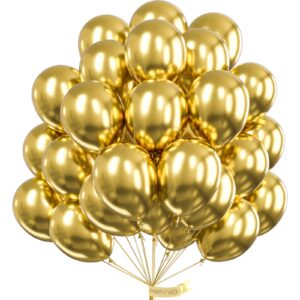 partywoo metallic gold balloons, 50 pcs 12 inch gold metallic balloons, gold balloons for balloon garland or balloon arch as party decorations, birthday decorations, baby shower decorations, gold-g101