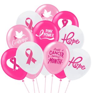 60pcs breast cancer awareness balloons – pink ribbon hope month indoor outdoor party decorations supplies ornaments