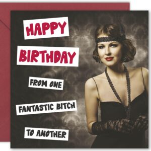 cult kitty - one fantastic b*tch to another - rude birthday card for her - funny birthday cards for women - sister birthday card adult - birthday card friend female - happy birthday cards for her