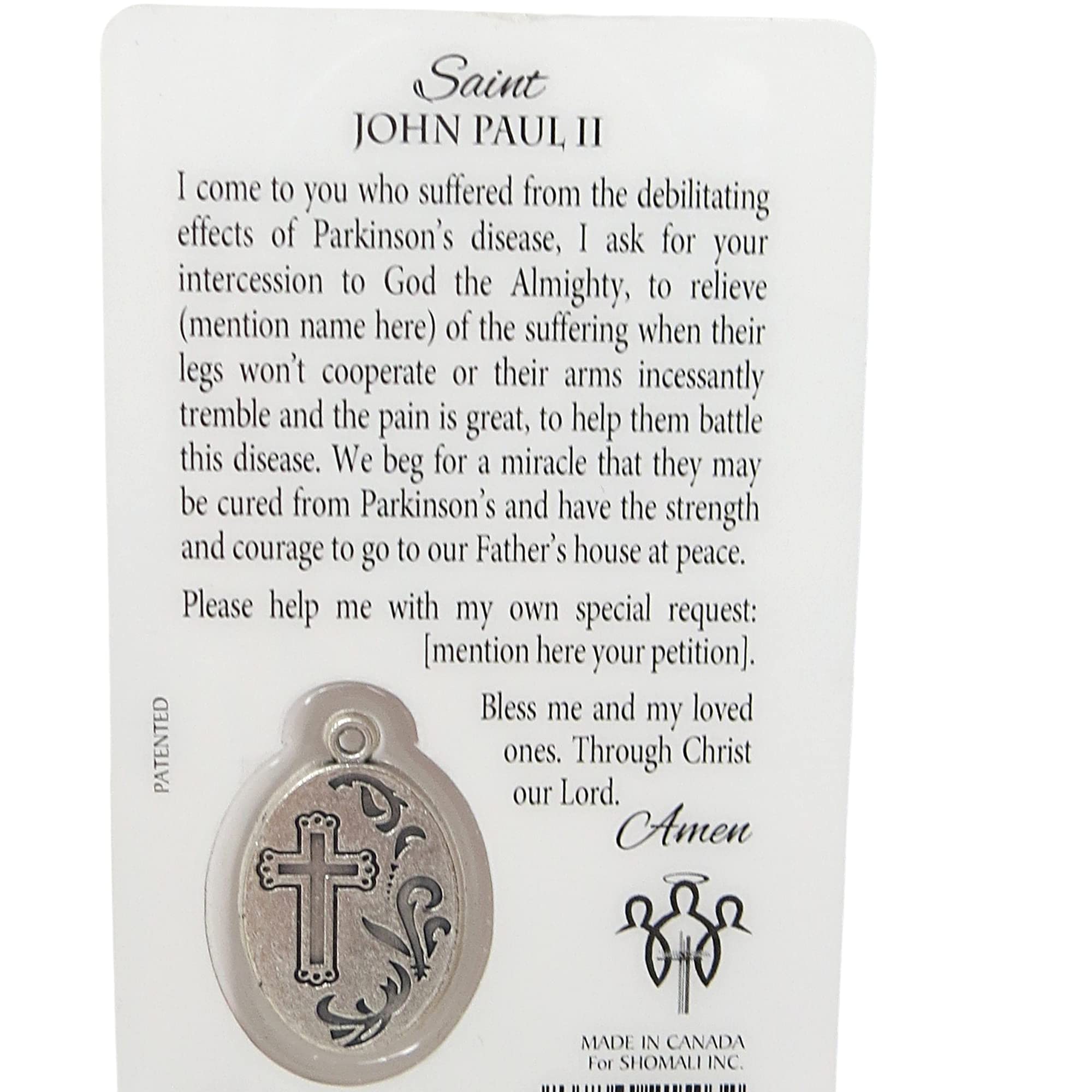 Needzo Saint John Paul II The Pope Holy Prayer Card with Medal and Chaplet on The Back, Catholic Saints Pocket Prayer Bookmarks and Bible Page Holders, 3 3/8, Pack of 2