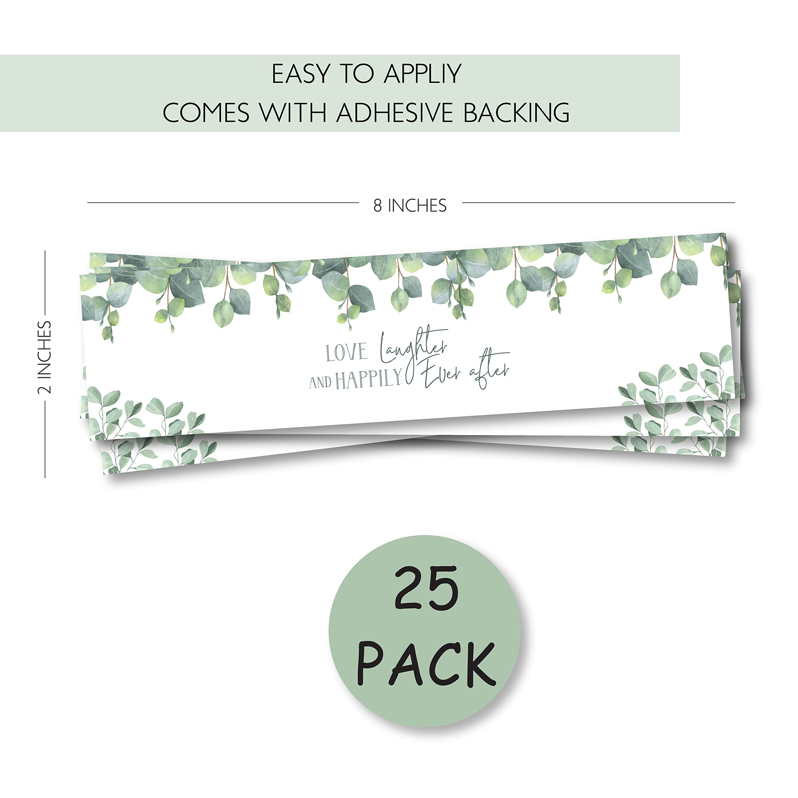 Your Main Event Prints Eucalyptus Wedding Bridal Shower Bottle Wraps - 25 Neutral Greenery Floral Water Bottle Labels - Perfect Decoration Favors