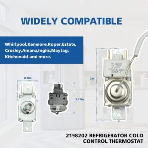 2198202 Refrigerator Cold Control Thermostat Replacement Compatible Whirlpool Kenmore 2161284 2198201 PS11739232 AP6006166 WP2198202