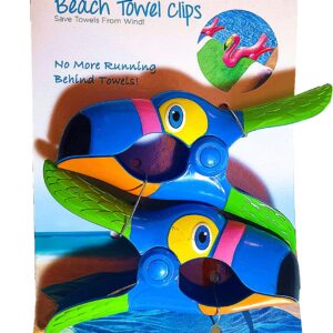 C&H Beach Tower Clips, Beach Towel Holders, Clips, Beach, Patio or Pool Accessories, Portable Towel Clips, Chip Clips, Secure Clips, Toucan Style