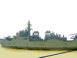 greenhandshake powerful us navy ship 3d pop up birthday card, valentine's day, mother's day, graduation, wedding, thank you, get well, all occasions, 8 x 6 in