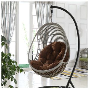 hanging egg chair seat cushion- outdoor and indoor rattan weave swing hammock chair pads, for indoor outdoor patio 90x120cm (cushion only),brown