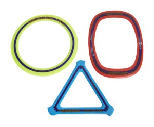 aerobie 3-piece flying ring combo pack with pro ring, orbiter boomerang, and pro blade, lightweight kids toys for disc golf & outdoor games, ages 5+