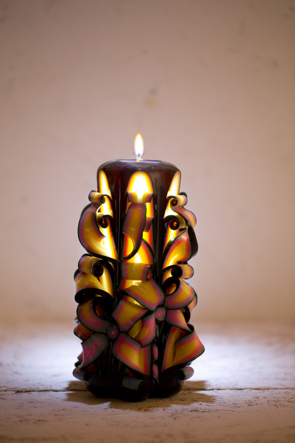 EveCandles Handmade Shabbat Candles - 3-Wick Long Burning Havdalah Candle, Decorative Jewish Kosher Carved Candles, Luxury Candles for Home Decor, Unique Gift Candles for Women and Men - Rainbow