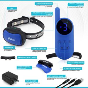 Vibrating Cat Collar - NO Shock - Cat Training Collar with Remote - Fits Kittens to Adult Cats - Vibration & Sound Only - 1,000 FT Range - Long Lasting Battery Life – 9 Intensity Levels (Dark Blue)