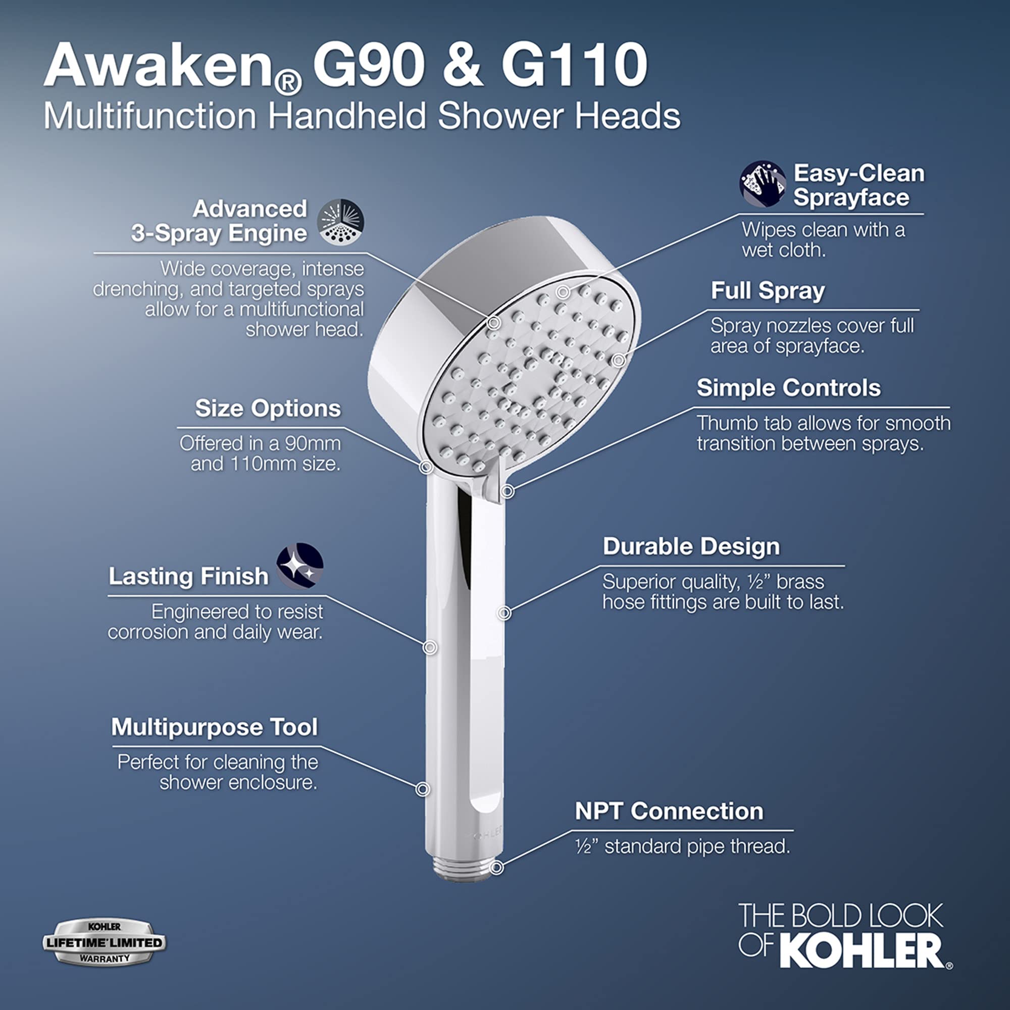 Kohler 72415-G-2MB Awaken G110 1.75 gpm multifunction handshower