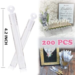 200 Pack Mini Bubble Wands, White Bubble Stick Toy Bulk for Wedding Supplies, Anniversaries, Valentine's Day Gift, Celebrations, Wedding Send Off, Party Favor for Couple, Guests, Kid, Boy and Girl