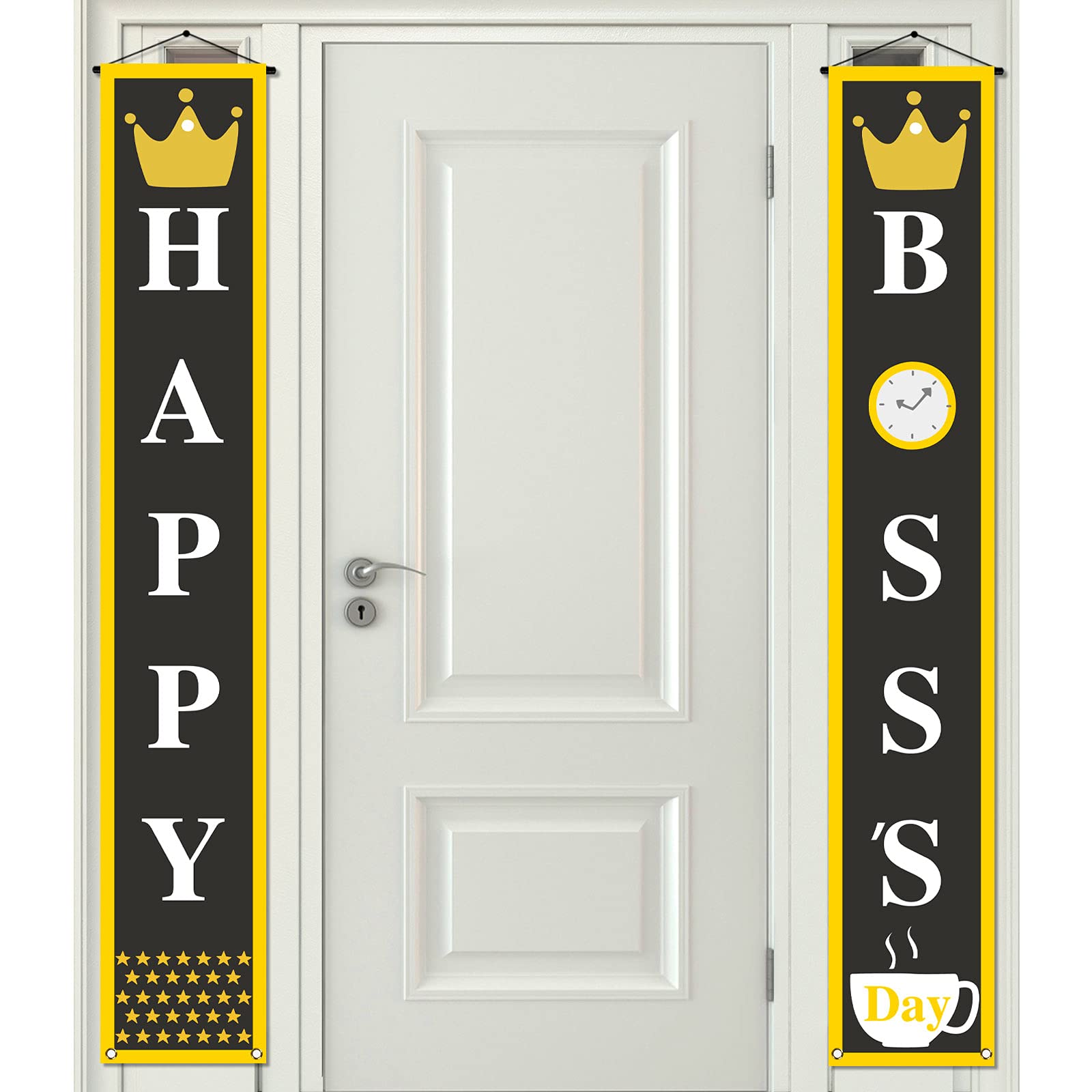 Pudodo Happy Boss's Day Porch Banner Best Boss Ever Office Celebration Front Door Sign Wall Hanging Party Decoration