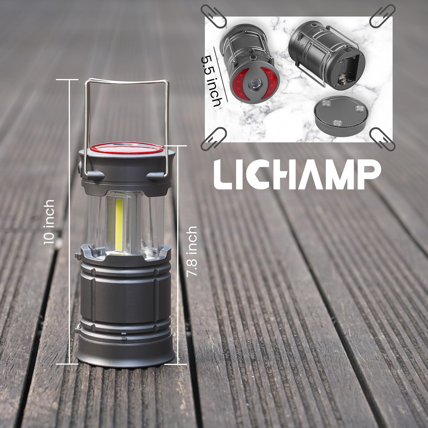 Lichamp 2 Pack LED Camping Lanterns, Battery Powered Lantern Flashlight COB Camp Light for Power Outages, Camping Supplies and Home Hurricane Supplies, F2GY