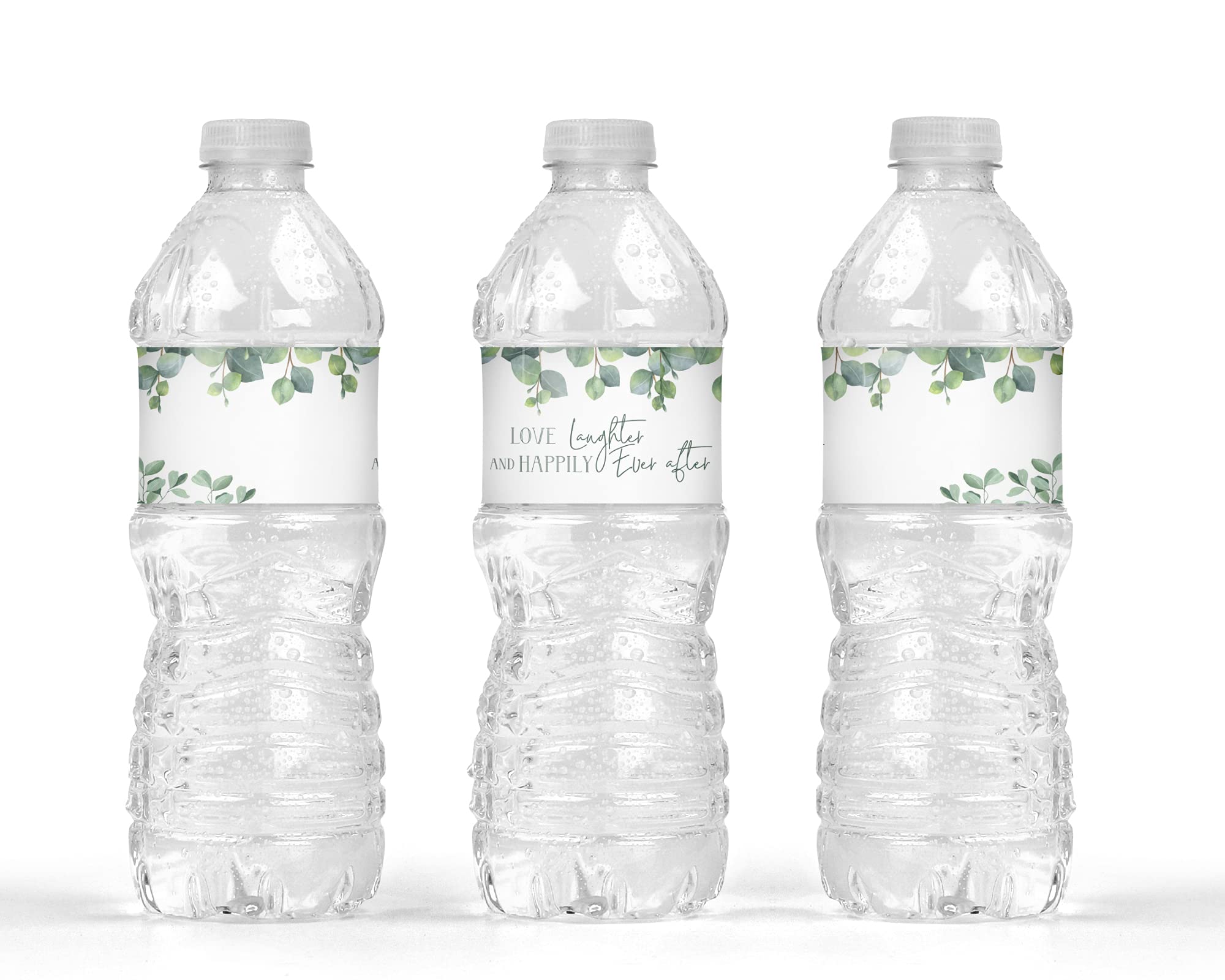 Your Main Event Prints Eucalyptus Wedding Bridal Shower Bottle Wraps - 25 Neutral Greenery Floral Water Bottle Labels - Perfect Decoration Favors