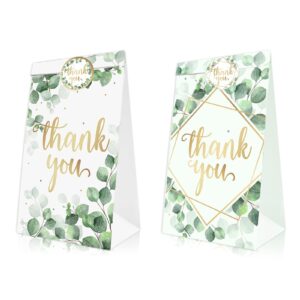 levfla 24pack eucalyptus greenery spring thank you candy bags with stickers sage green goodie bags neutral baby shower bridal shower gift paper sack b-day party favor ideas decoration