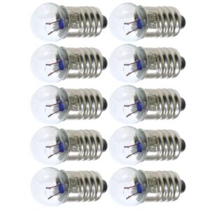 MEETOOT 10pcs E10 Mini Light Bulbs 2.5V 0.3A Physical Electrical Experiment Screw Base Indicator Light Incandescent Bulb Old-Fashioned Flashlight Lamp