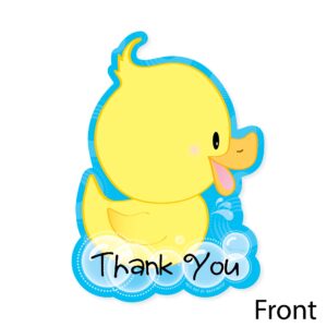 Big Dot of Happiness Ducky Duck - Shaped Thank You Cards - Baby Shower or Birthday Party Thank You Note Cards with Envelopes - Set of 12