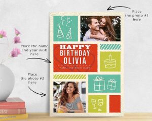 color king studio personalized birthday card, happy birthday card, custom greeting, handmade birthday cards, custom photo card