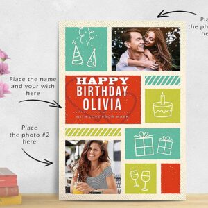 Color King Studio Personalized Birthday Card, Happy Birthday Card, Custom Greeting, Handmade Birthday Cards, Custom Photo Card