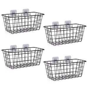 xinfull 4 pack wire storage baskets household metal wall-mounted containers organizer bins for kitchen bathroom freezer pantry closet laundry room cabinets garage shelf, medium